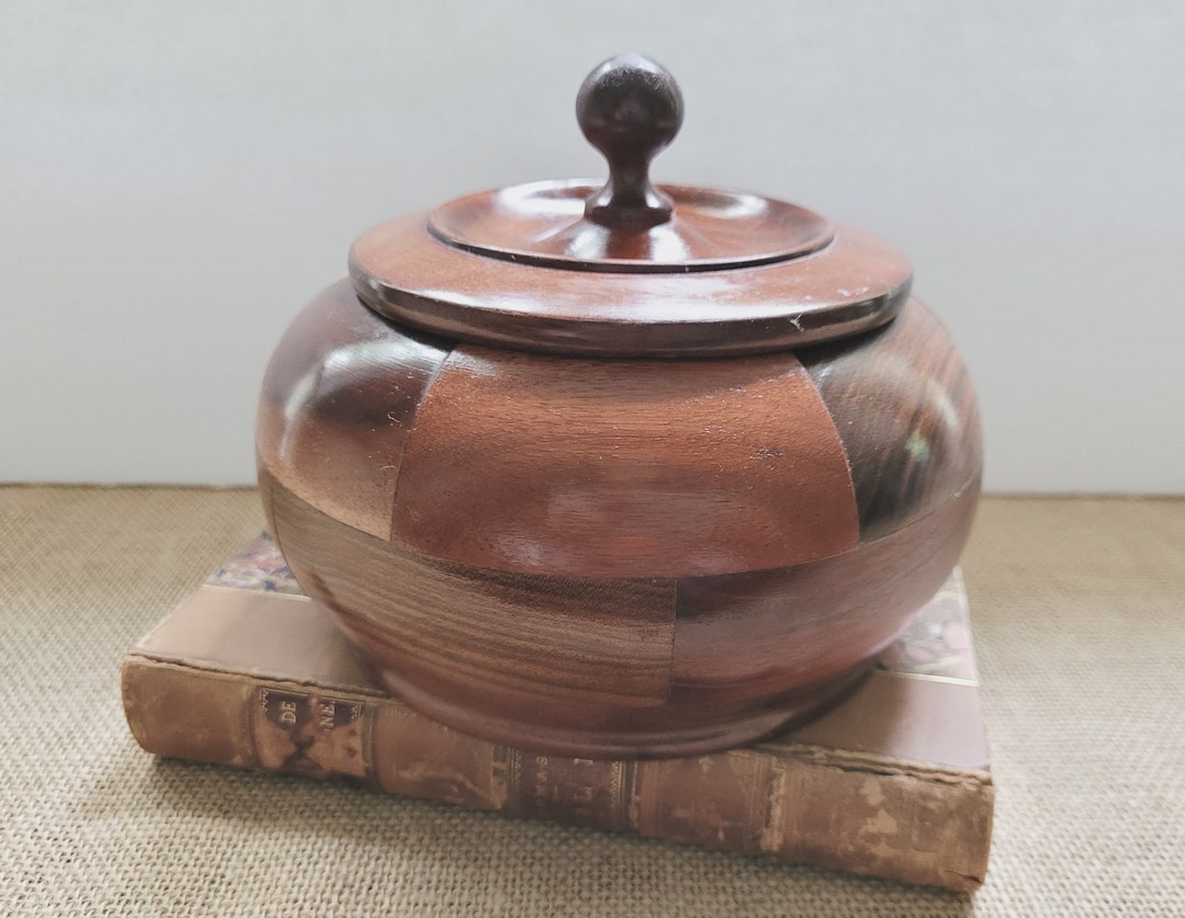Mixed Woods Hand Turned Round Box With Lid - Etsy