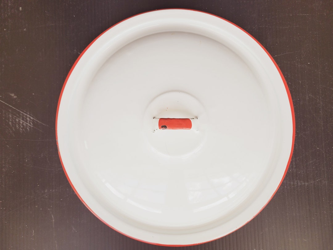 Granite Ware Lid - White With Red Trim - 12" - Etsy