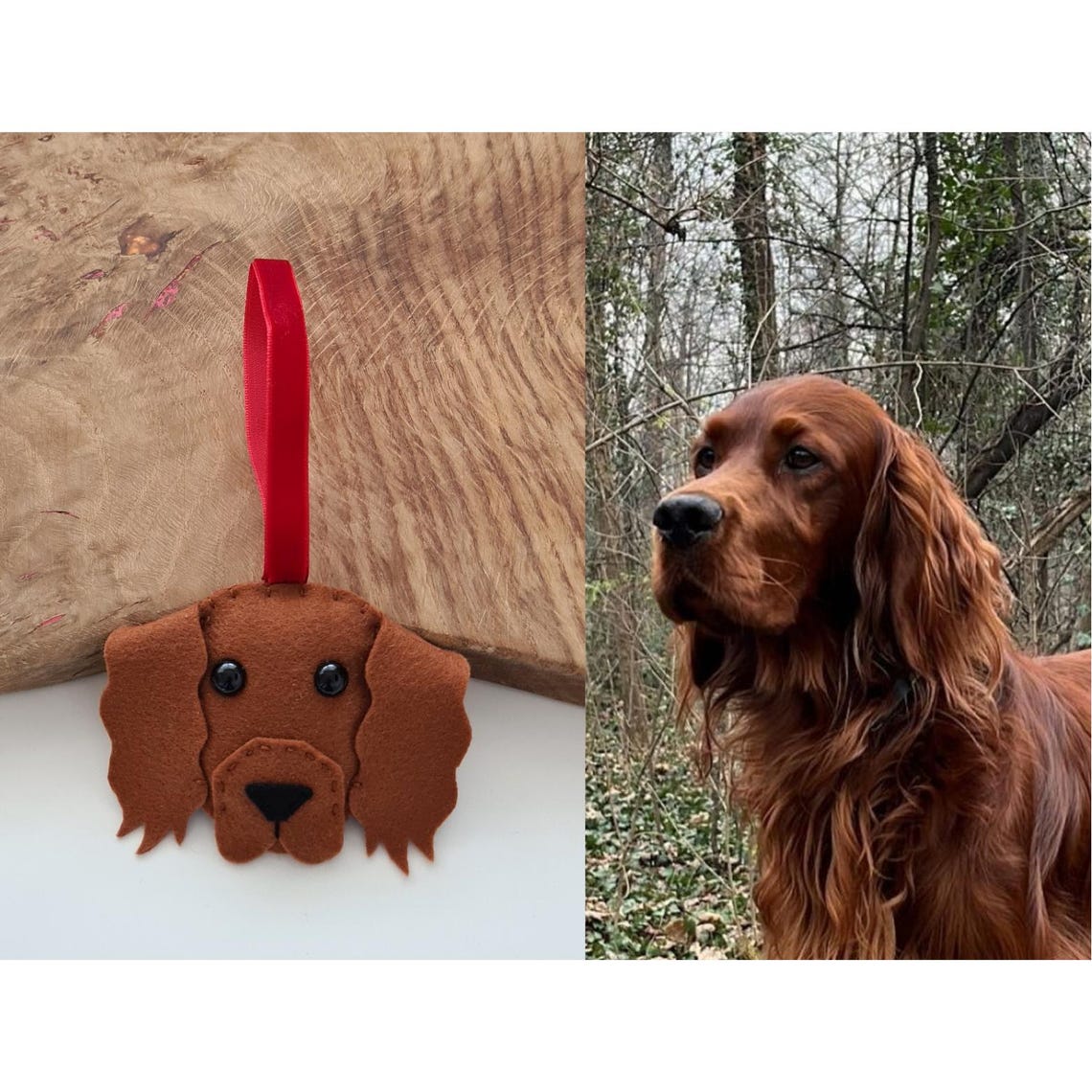 Custom Irish/red Setter Decoration | Personalised Felt Dog Christmas ...