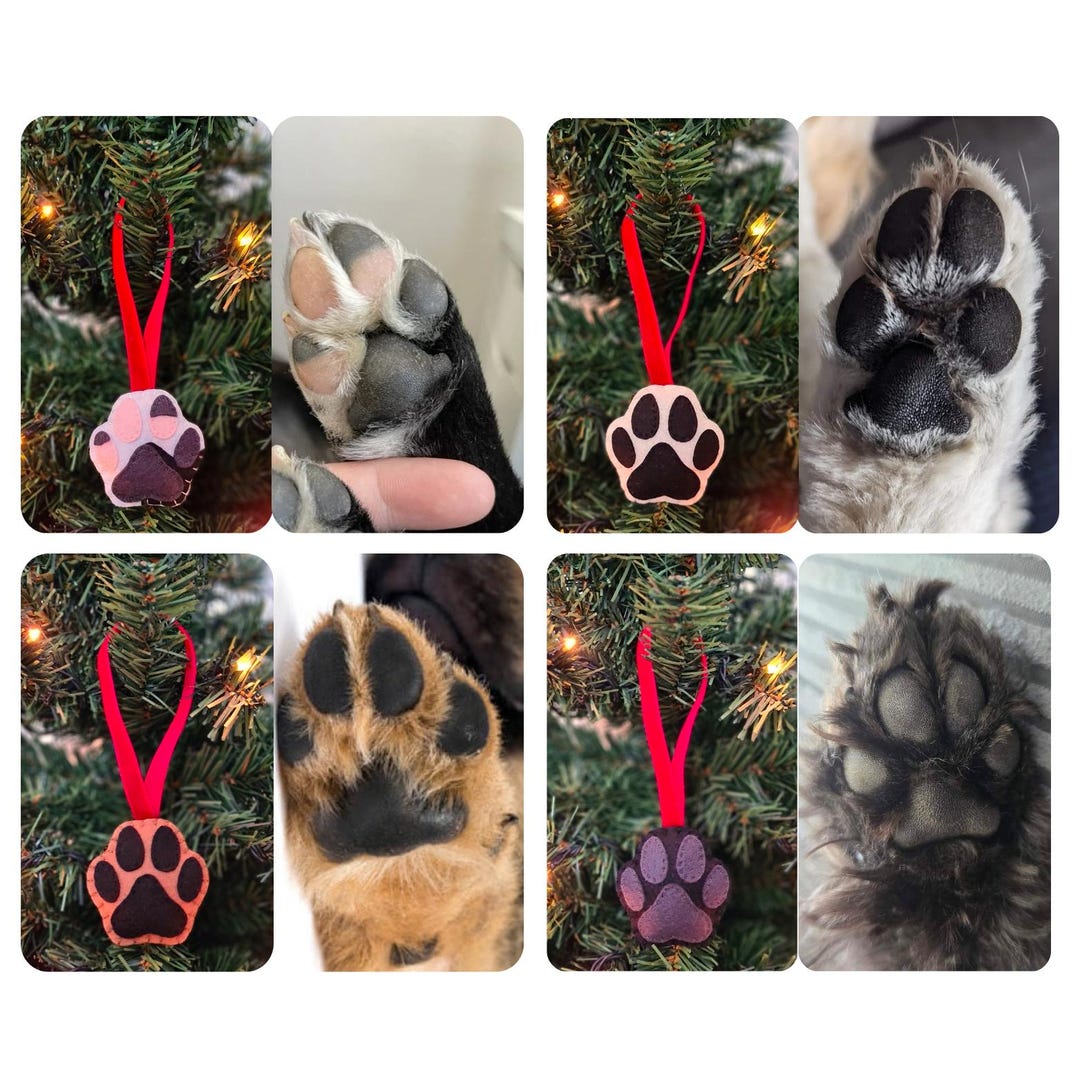 Custom Dog Paw Christmas Decoration | Personalised Felt Dog Hanging ...
