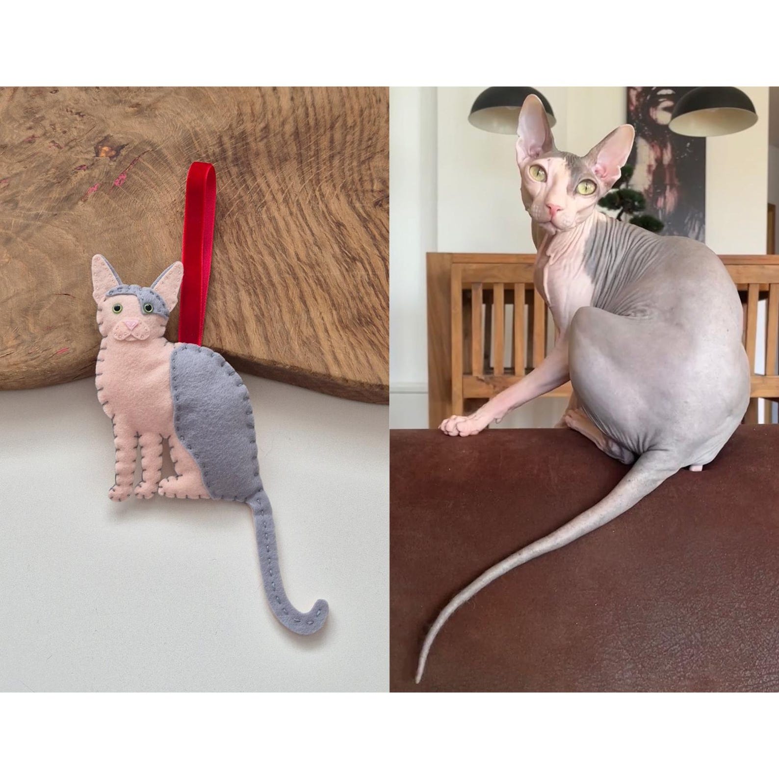 Sphynx Cat Felt Decoration | Felt Cat Christmas Ornament/bauble ...
