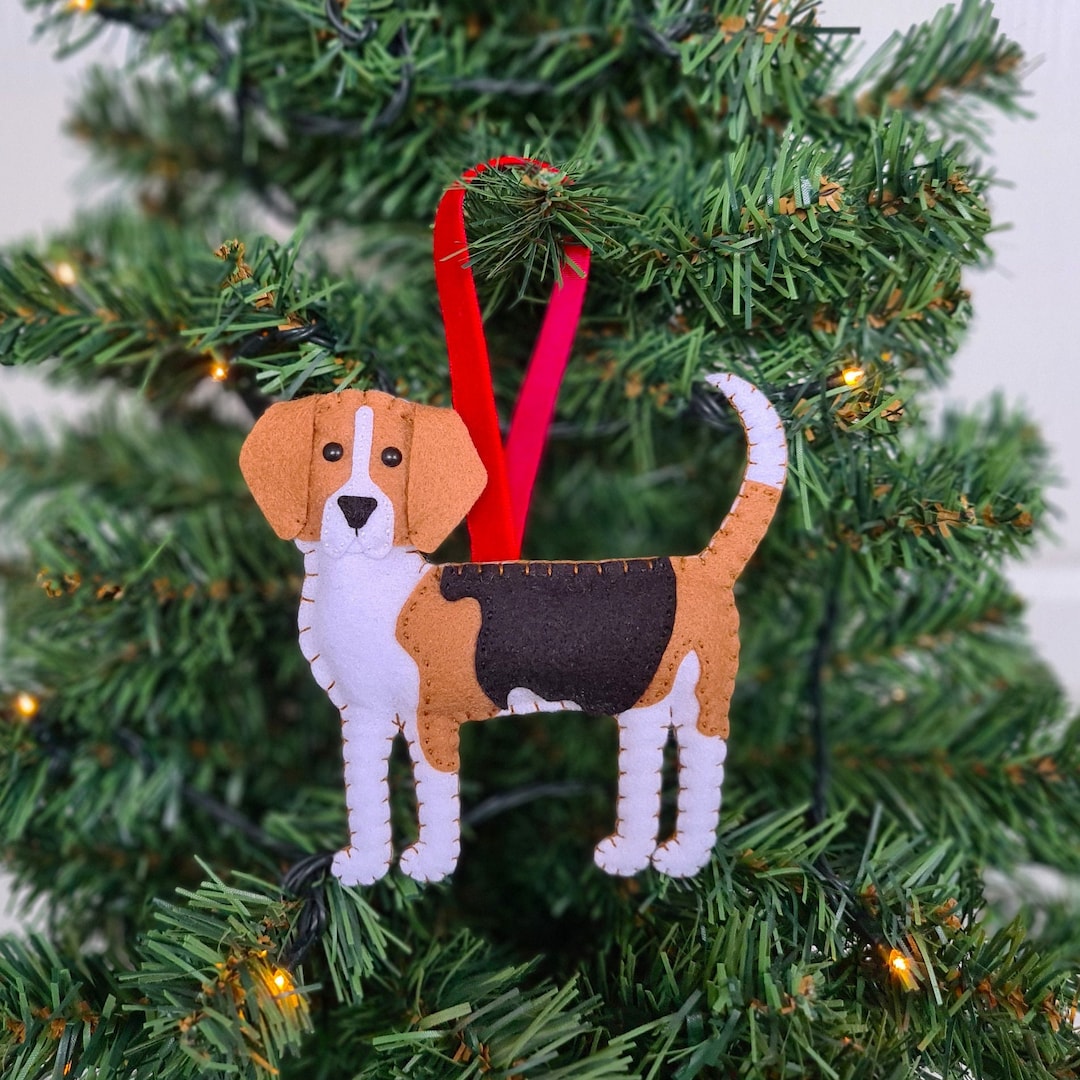 Custom Beagle Christmas Decoration Personalised Felt Dog Ornament Gift ...