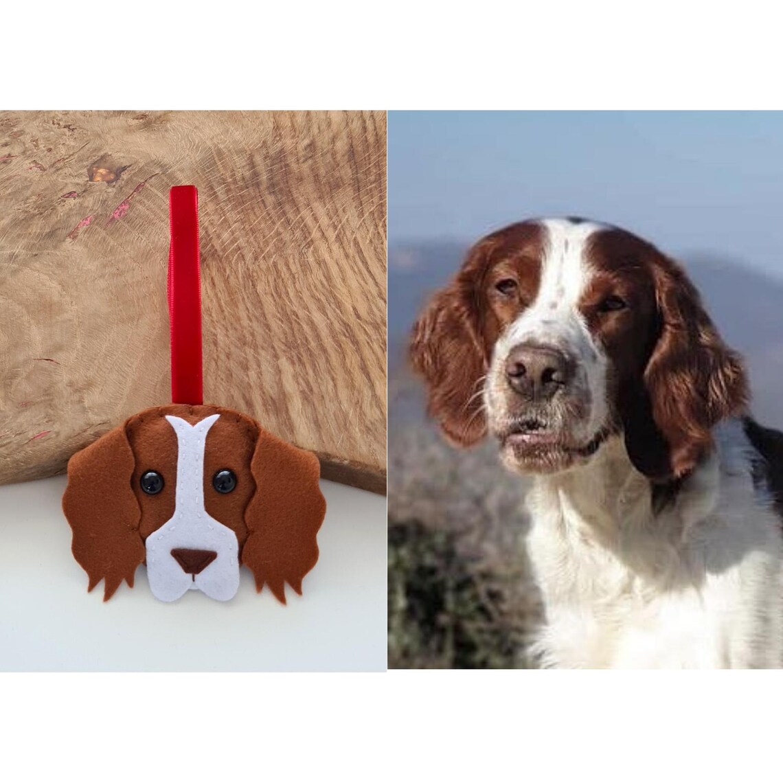 Custom Irish Red & White Setter Decoration | Personalised Felt Dog ...