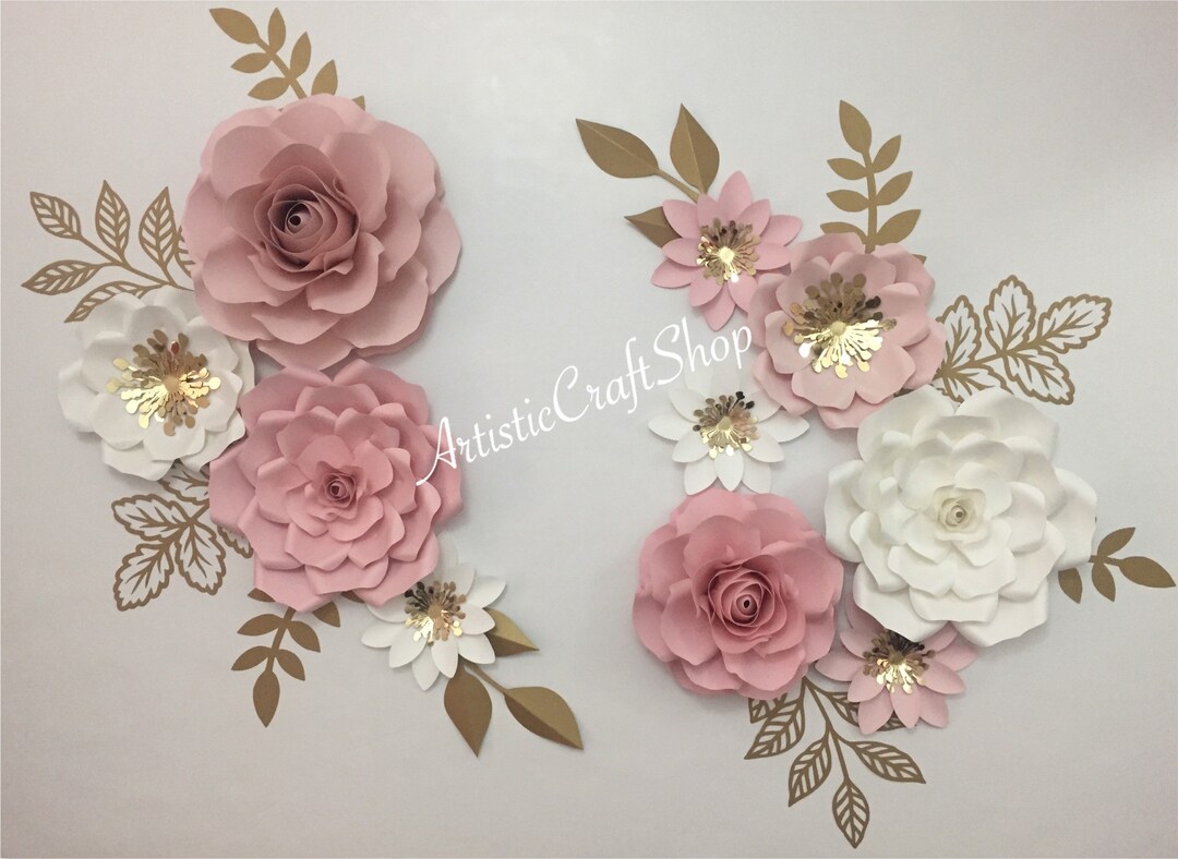 Set of 10 Paper Flowers Backdrop, Nursery Wall Decor, Paper Flower Set ...
