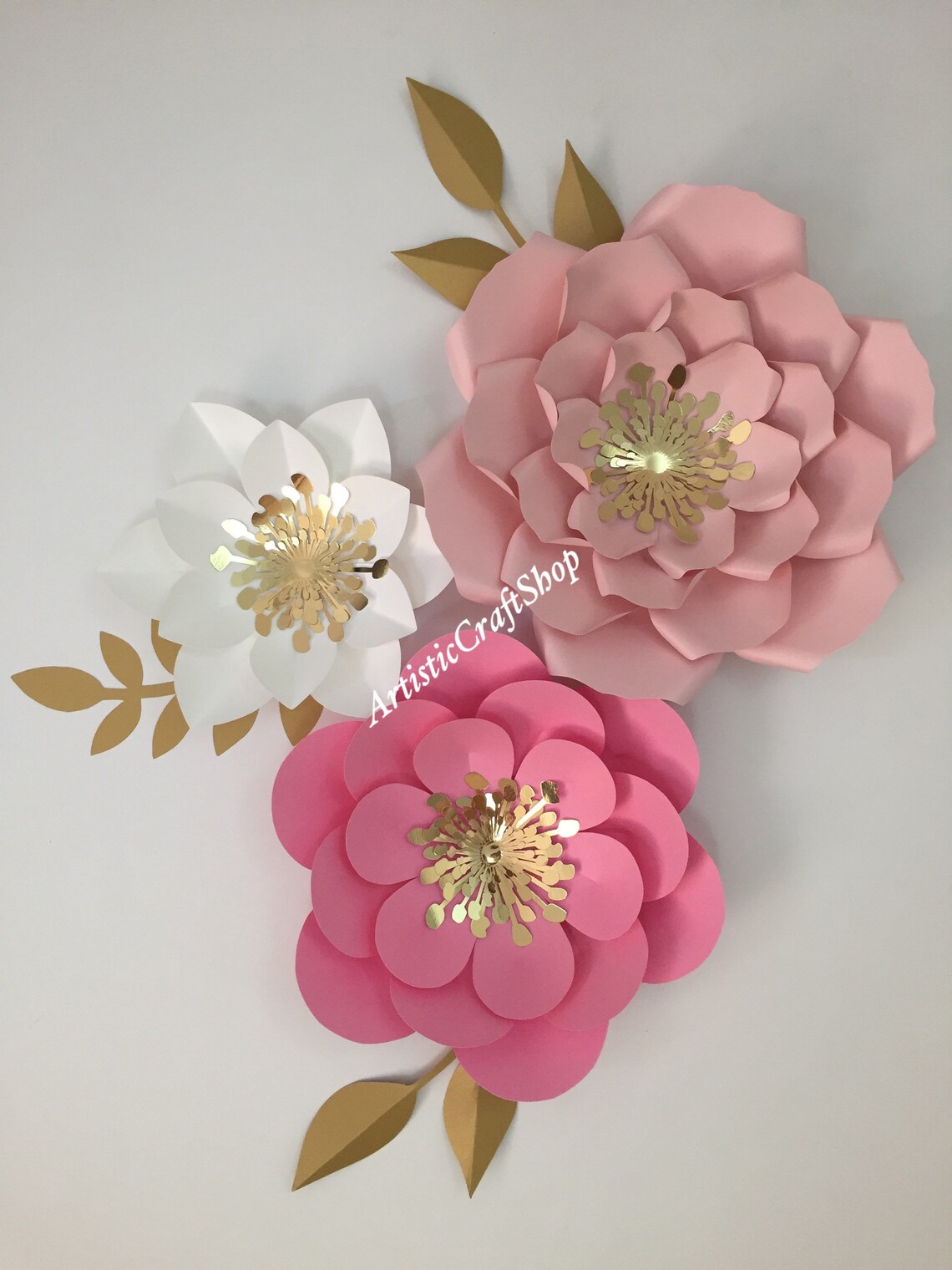 6 Pieces Paper Flower Set Nursery Paper Flowers Baby Girl - Etsy