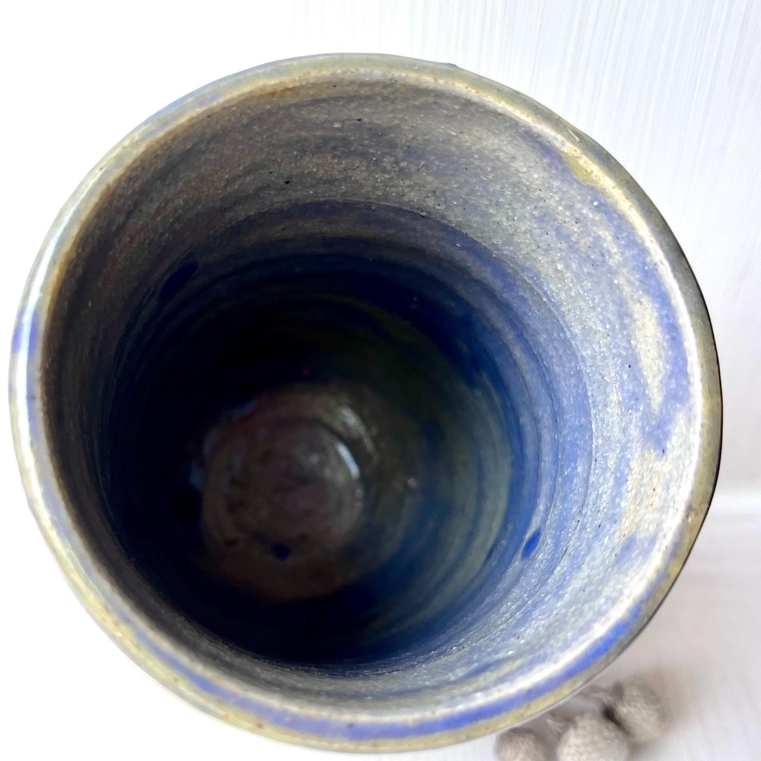 Caramel & Blue Native American Inspired Small Textured Stoneware Flower ...