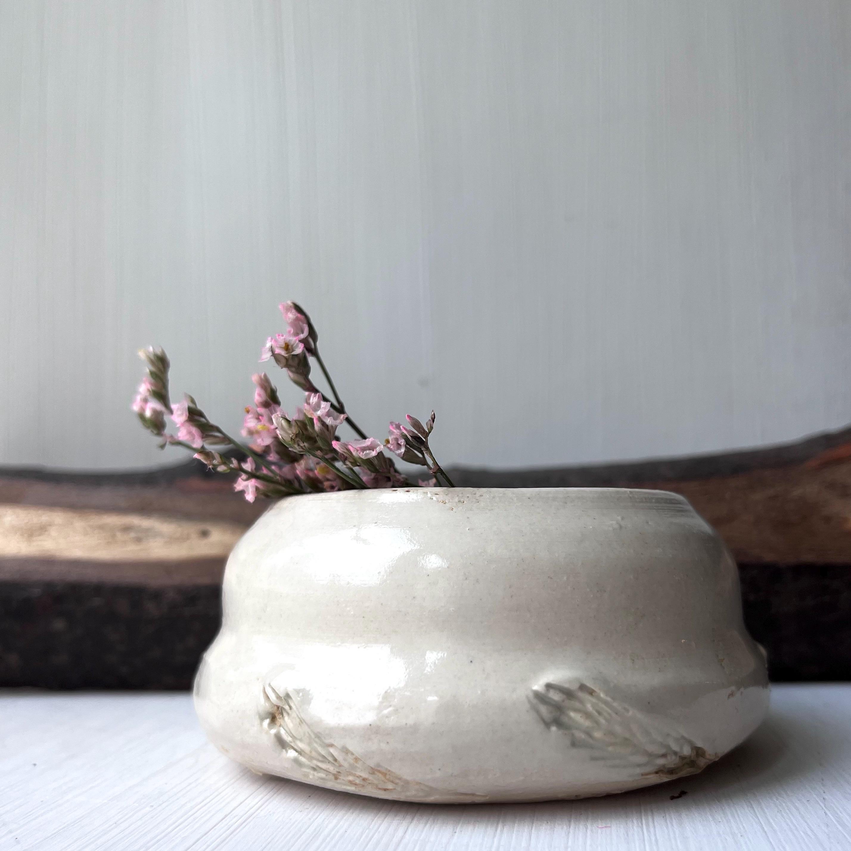 Native American Inspired Mini Squat White Wheat Vase//minnesota Flora ...