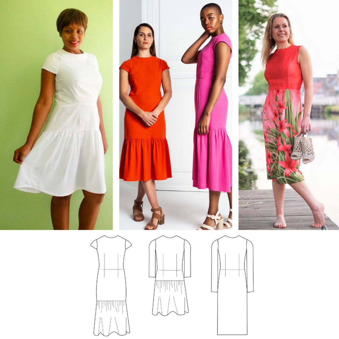 Sari Sheath Dress PDF Sewing Pattern | Sheath Dress | Ruffle Frill Tier ...