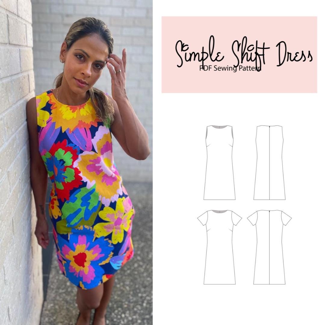 Simple Shift Dress Sewing Pattern PDF | 11 Sleeve Options | Beginner ...