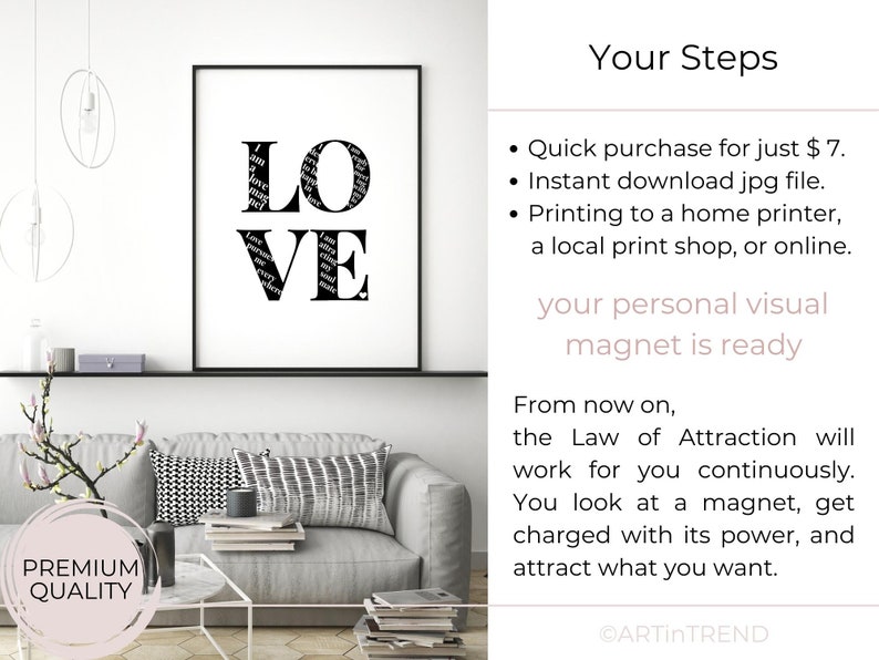 Love Printable Poster for Visualization Love Magnet Stylish | Etsy