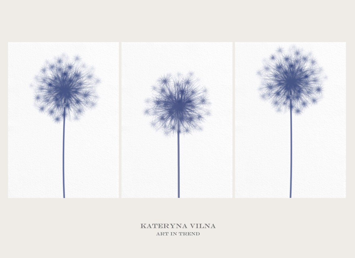 Dandelion Prints Modern Wall Art Set of 3 Downloadable Prints - Etsy