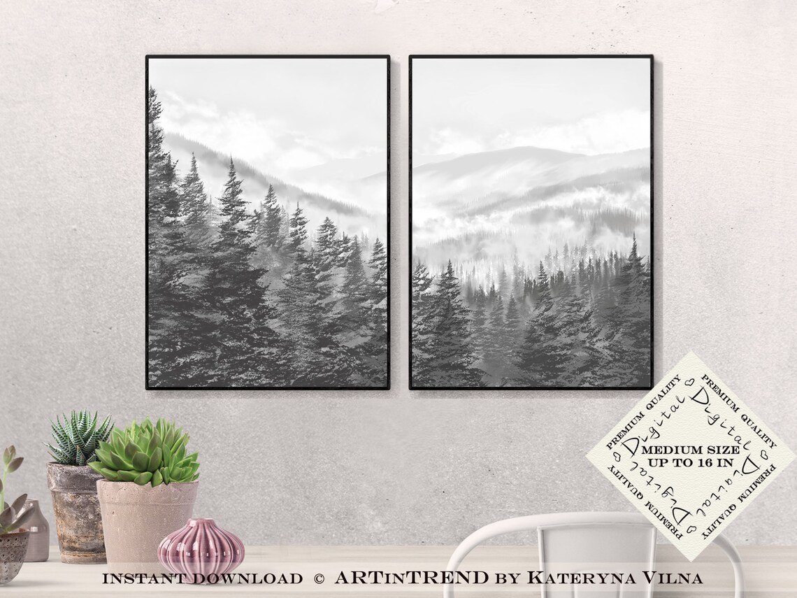 Printable Artwork Set of 2 Art Prints Black Forest Print - Etsy