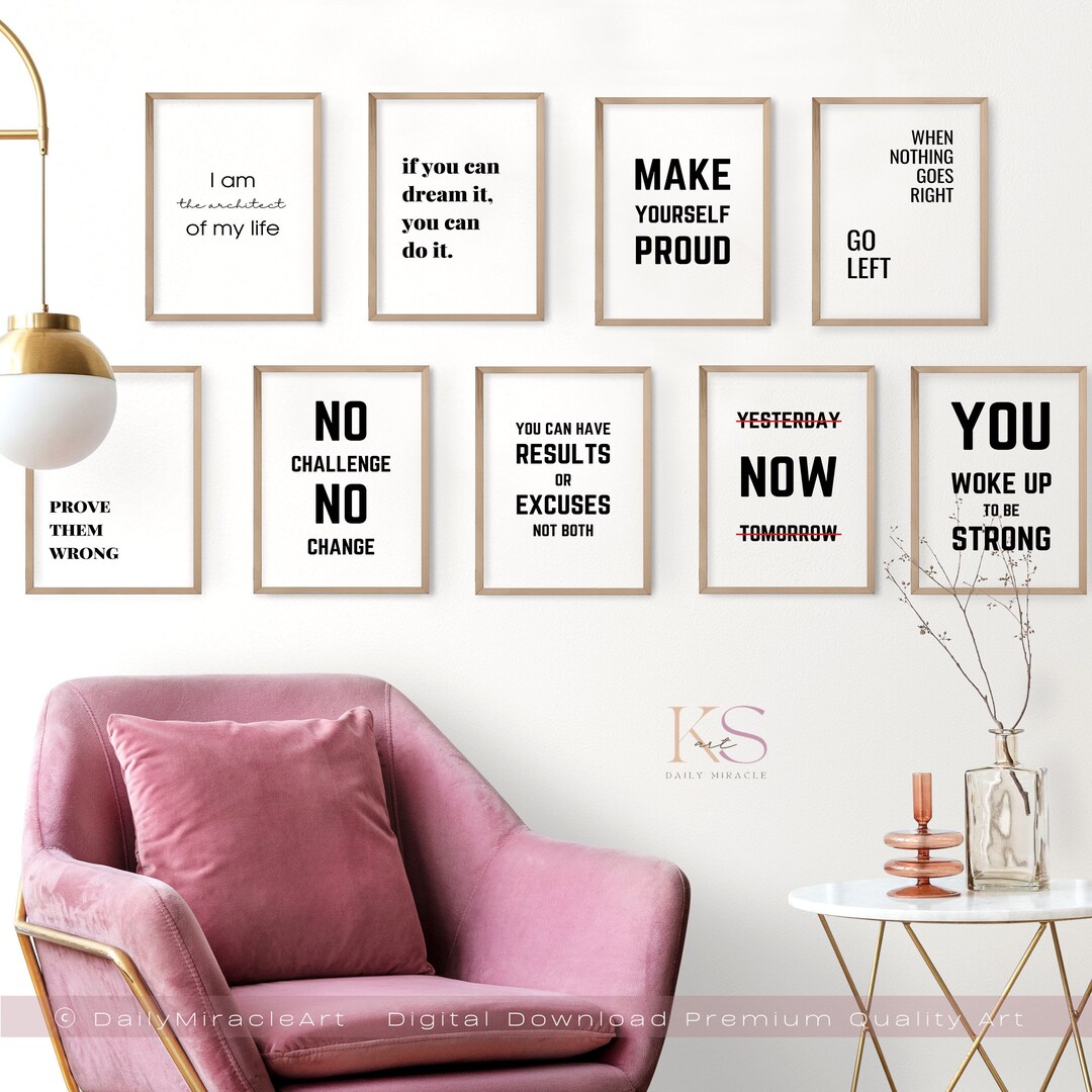 Motivational Quotes Gallery Wall Set of 9 Downloadable Prints ...