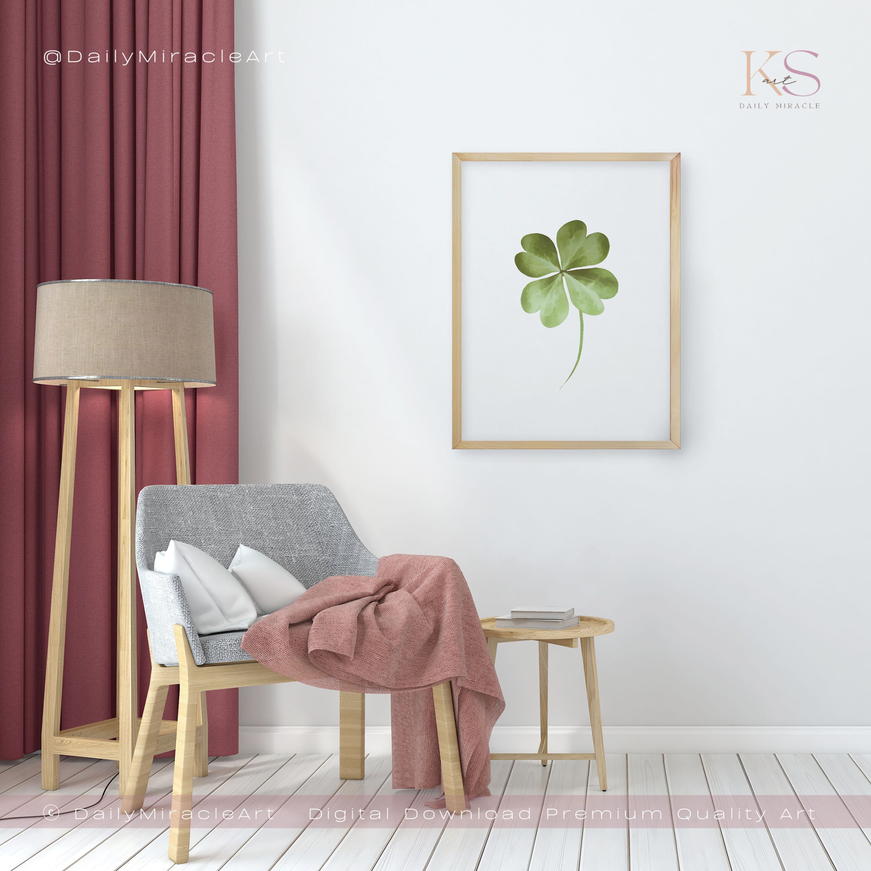 Four Leaf Clover Digital Print Saint Patrick Day Clover Printable ...