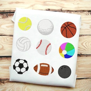 9 Designs & 3 Sizes Included! Sports Balls Fill Stitch Embroidery ...