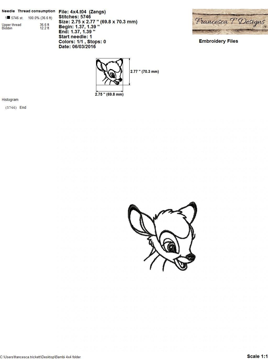 3 Designs & 2 Sizes Included Bambi Fill Stitch Embroidery | Etsy