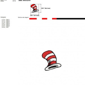 2 Sizes Included! Cat in the Hat Fill Stitch Embroidery Design File in ...