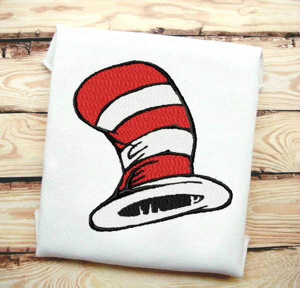 2 Sizes Included Cat in the Hat Fill Stitch Embroidery Design | Etsy