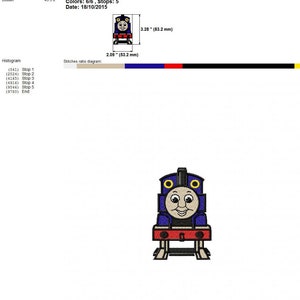 Thomas the Tank Engine Style Fill Stitch Embroidery Design File in 9 ...