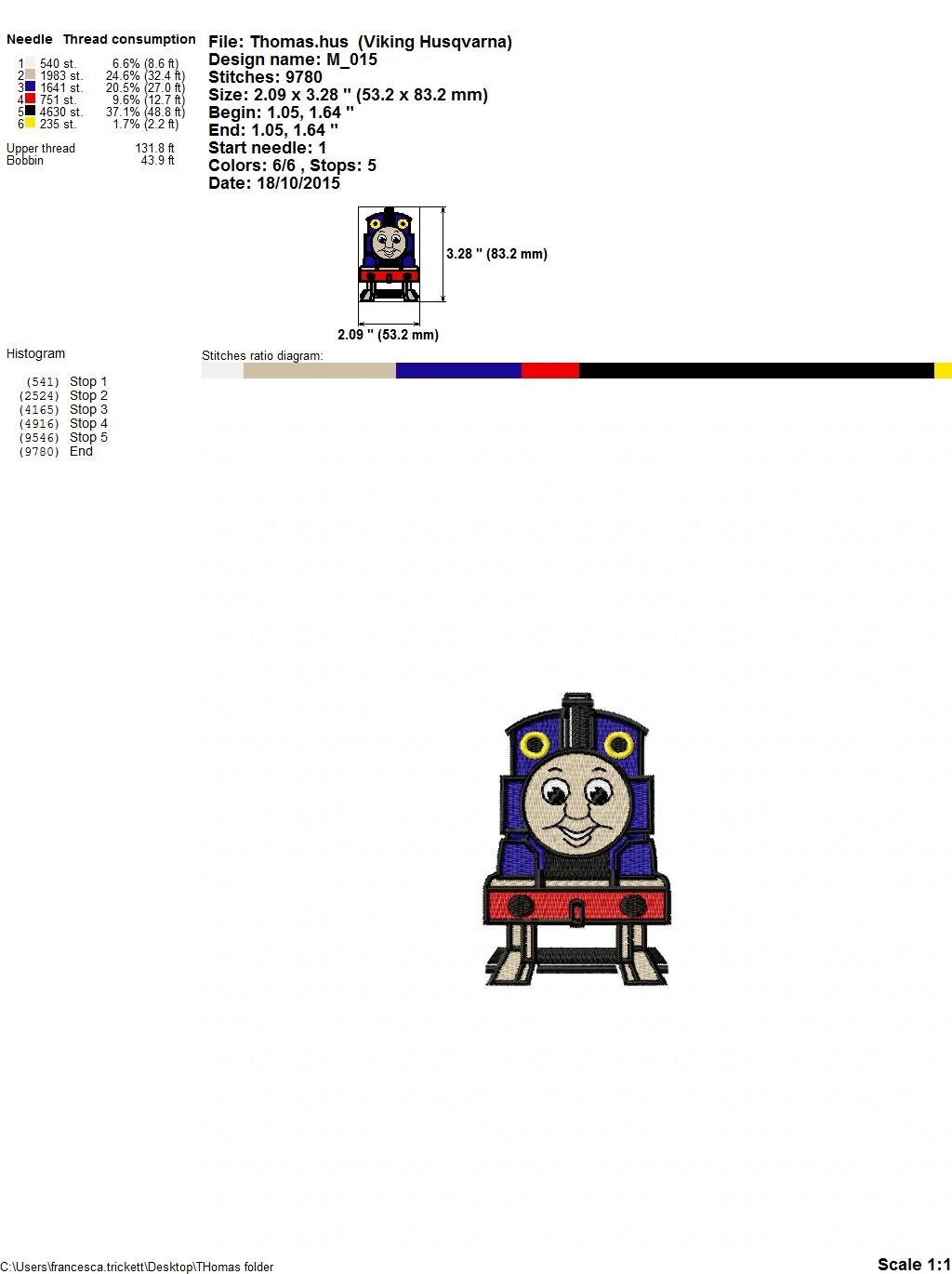 Thomas the Tank Engine Style Fill Stitch Embroidery Design | Etsy