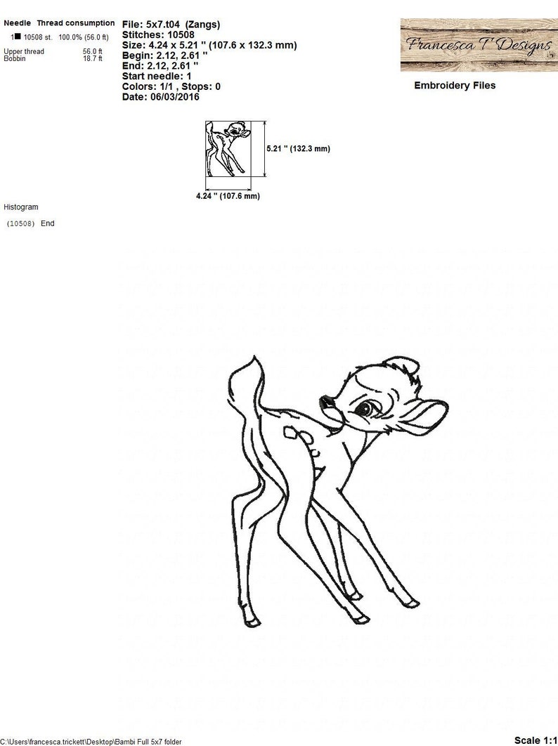 3 Designs & 2 Sizes Included Bambi Fill Stitch Embroidery | Etsy