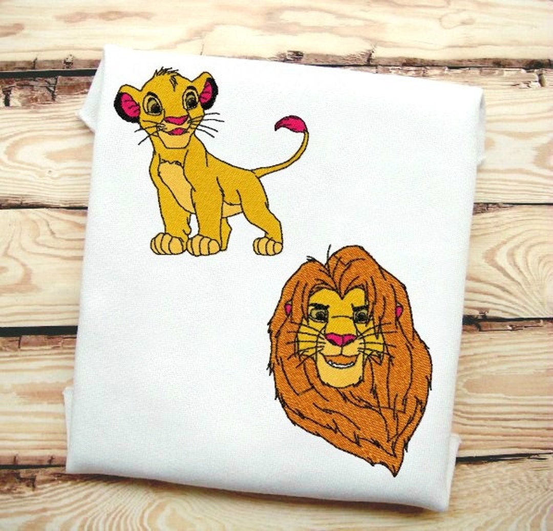 2 Design File S Included! Mufasa and Simba Style Fill Stitch Embroidery ...