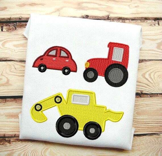3 Designs Included Car Tractor Digger Fill Stitch Embroidery | Etsy