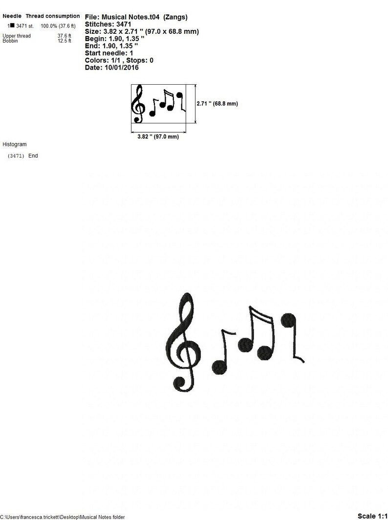 Musical Notes Fill Stitch Embroidery Design 4x4 | Etsy