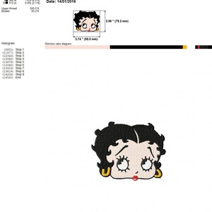 Betty Boop Style Fill Stitch Embroidery Design File in 9 Formats ...
