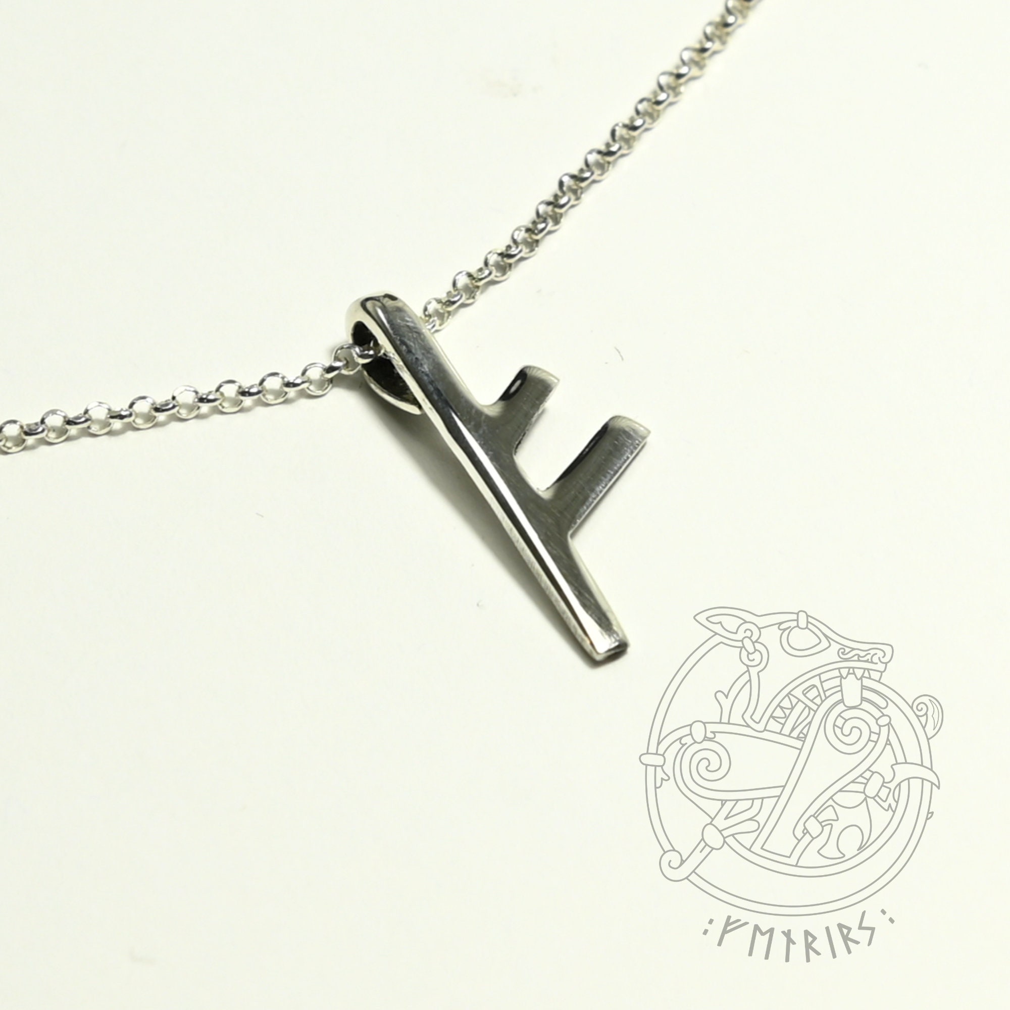 Rune FEHU Pendant - Wealth rune - Norse Elder Futhark