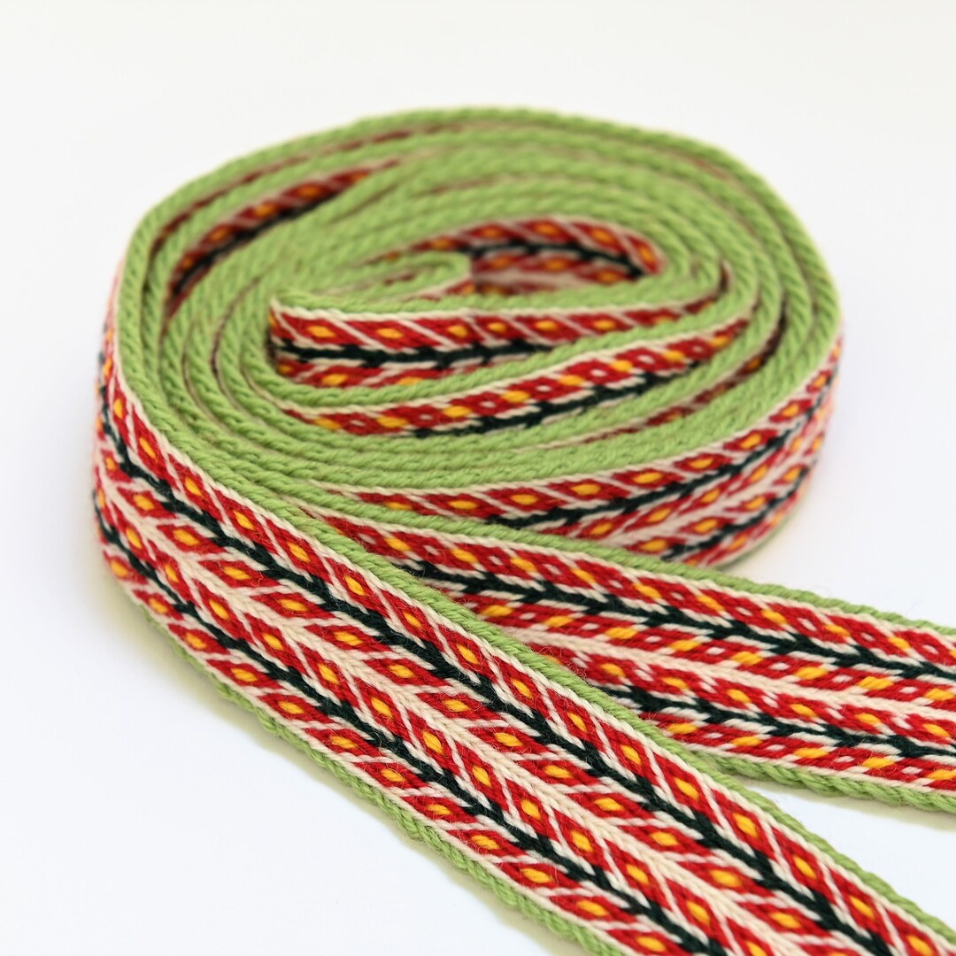 Tablet WOVEN BELT From Oseberg, Norway Rose Pattern From 100% Wool 3 Cm ...