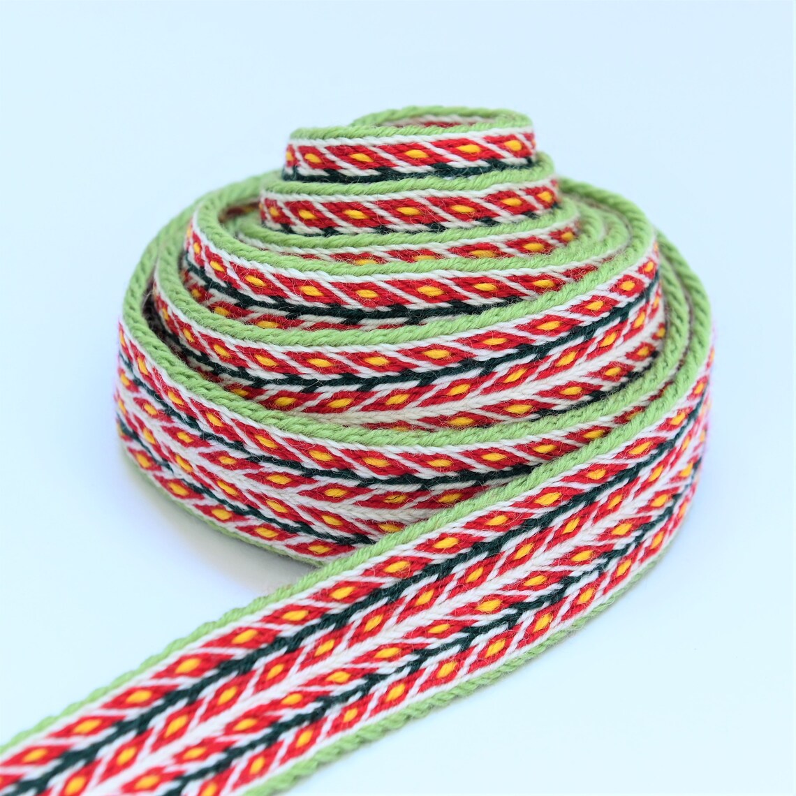 Tablet WOVEN BELT From Oseberg, Norway Rose Pattern From 100% Wool 3 Cm ...