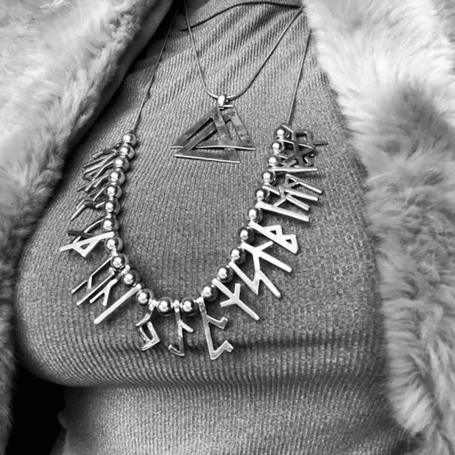 Sterling Silver Rune Pendant Naszyjnik Wikingów Nordycki - Etsy