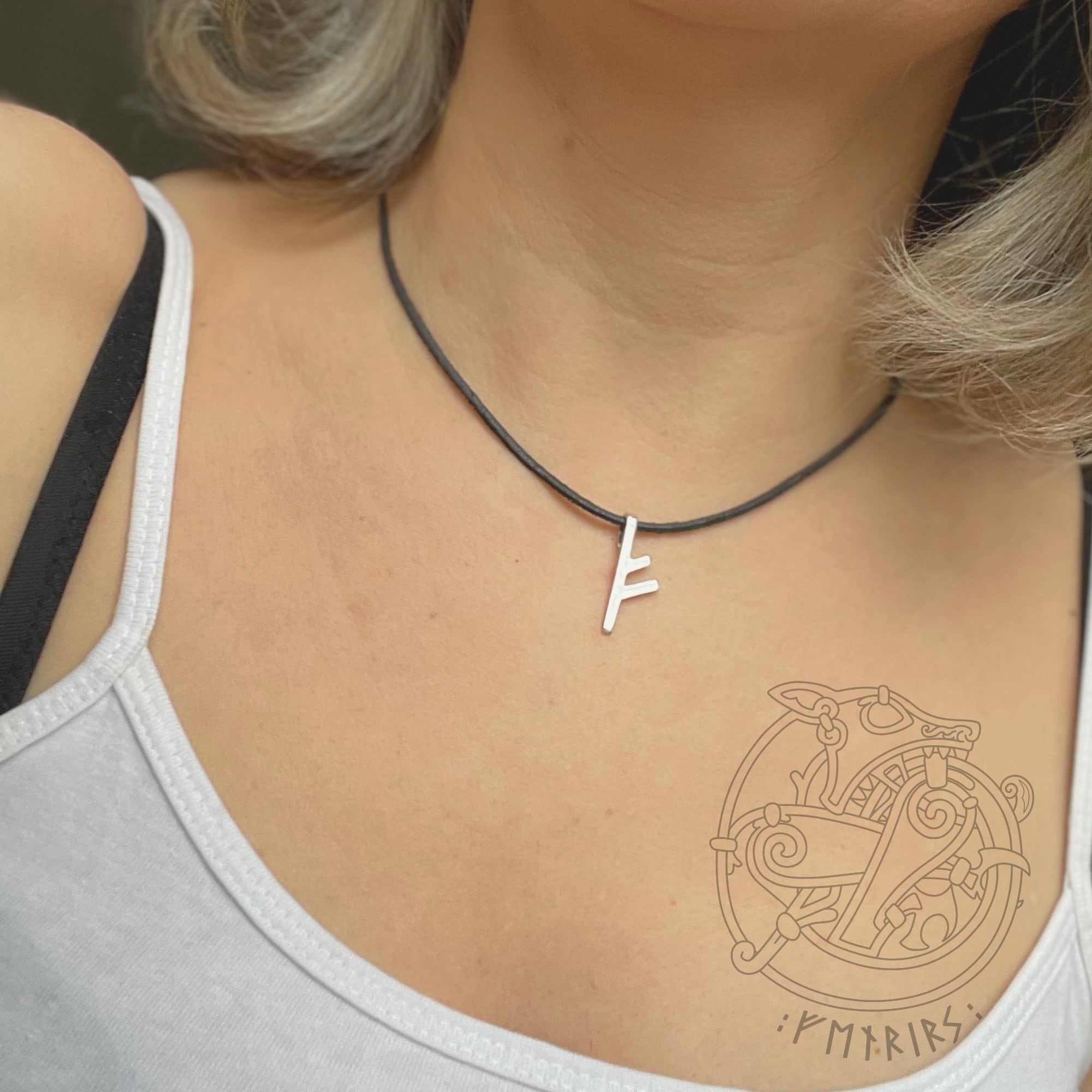 Rune FEHU Pendant - Wealth rune - Norse Elder Futhark