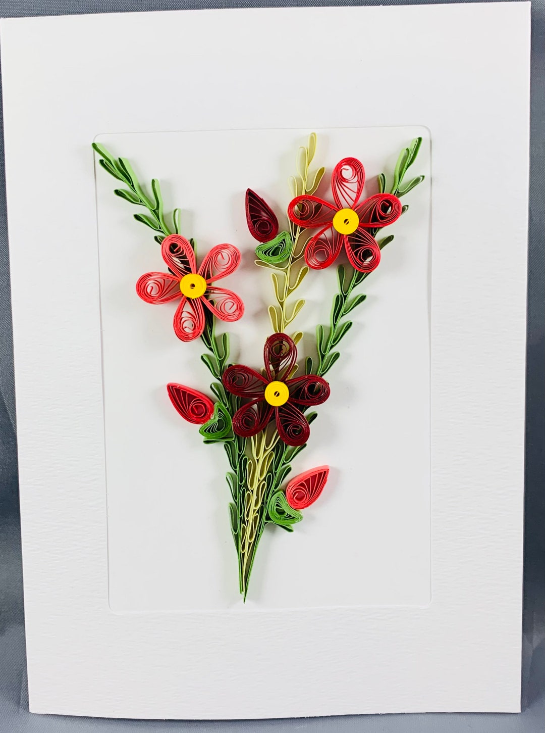 Handmade Quilled Red Flower Card, Mother's Day, Birthday - Etsy