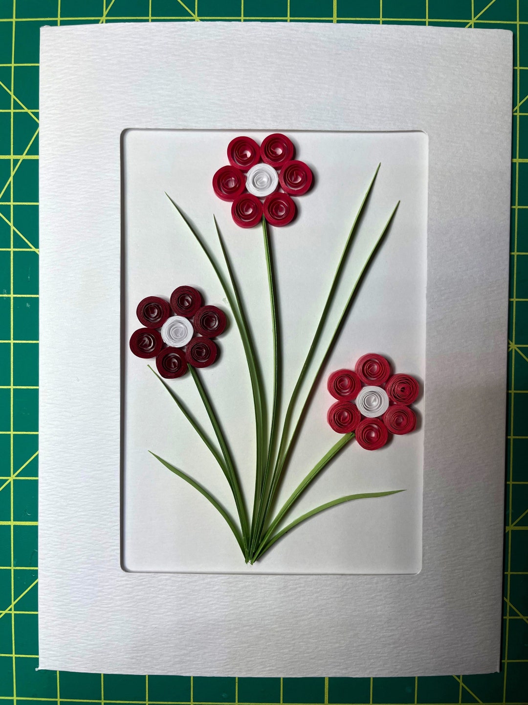 Happy Birthday Day Card, Quilled Red Flower Card for Wife, Unique ...