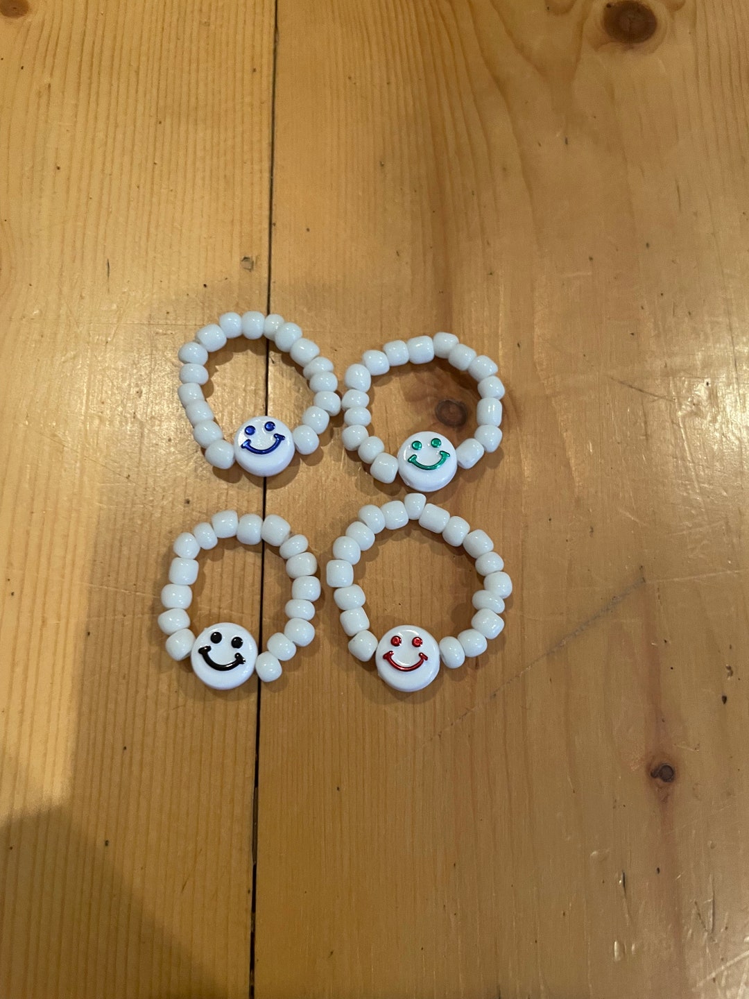 Surprise Color Smiley Face Beaded Ring - Etsy