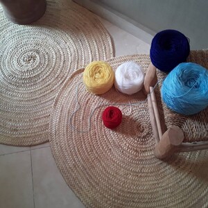 Round Straw Rug Jute for Nursery Palm Leaves Woven Rug Boho Straw Round ...