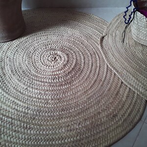 Round Straw Rug Jute for Nursery Palm Leaves Woven Rug Boho Straw Round ...