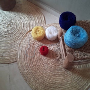 Round Straw Rug Jute for Nursery Palm Leaves Woven Rug Boho Straw Round ...