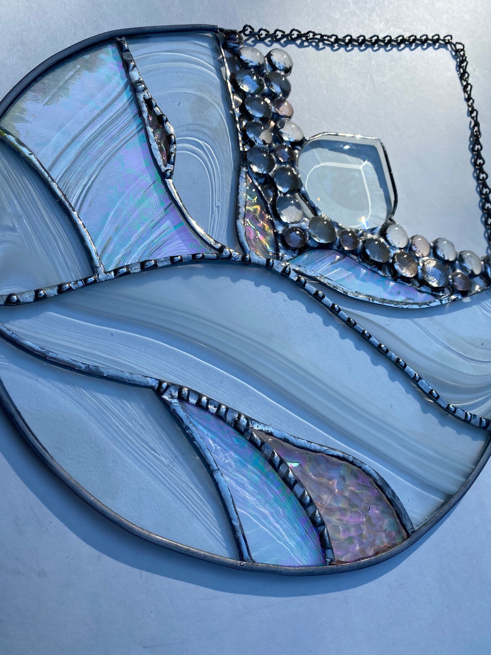 Abstract Clear Glass art Stained glass teardrop asymmetrical | Etsy