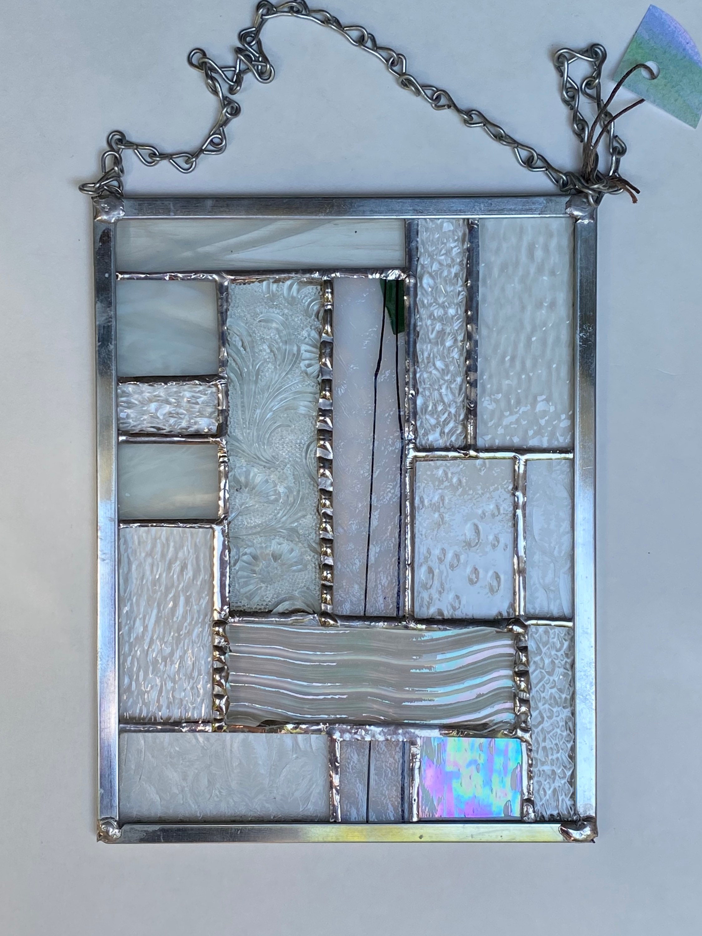 Abstract clear stained Glass art window panel asymmetrical | Etsy