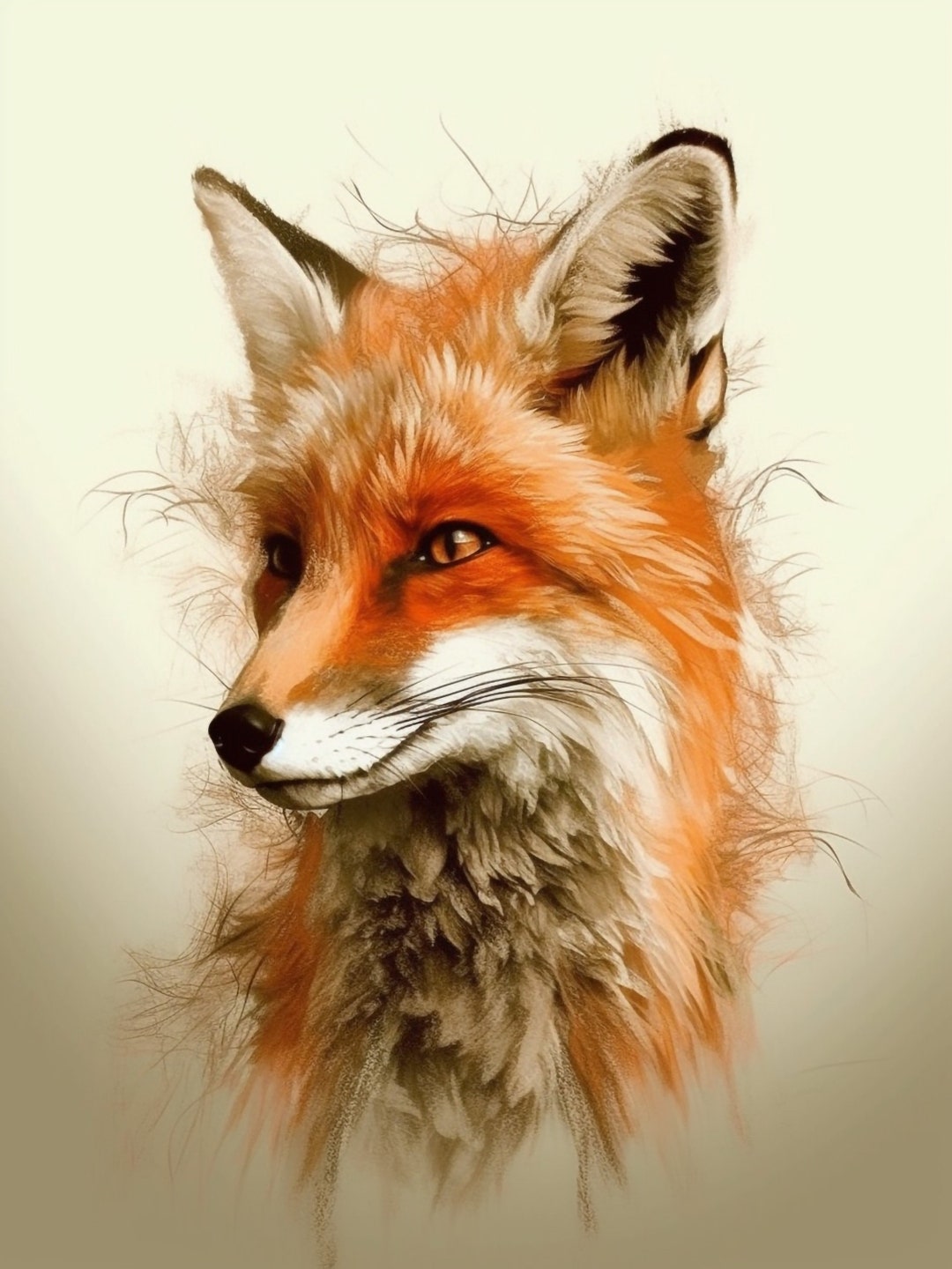 Noble Fox, Vintage Drawing, Fox Portrait, Fox Art, Fox Picture, Wall ...