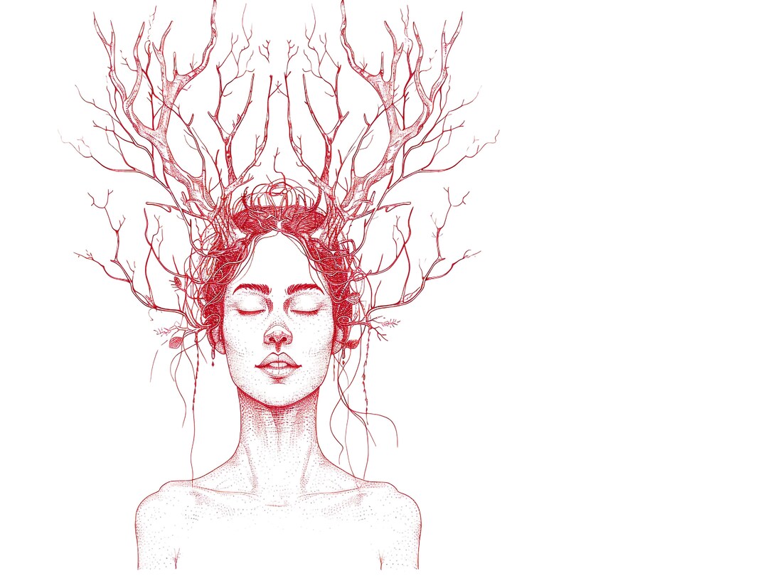 Woman With Antlers, Meditation, Esoteric, Magic Woman, Woman Wall Art ...