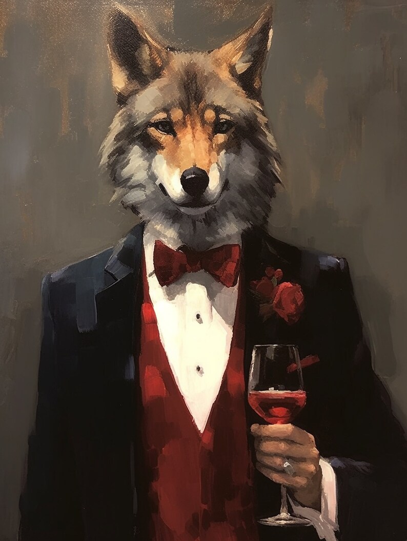 Furry Art Print, Fursona Business Wolf Print, Furry Art, Wall Decor ...