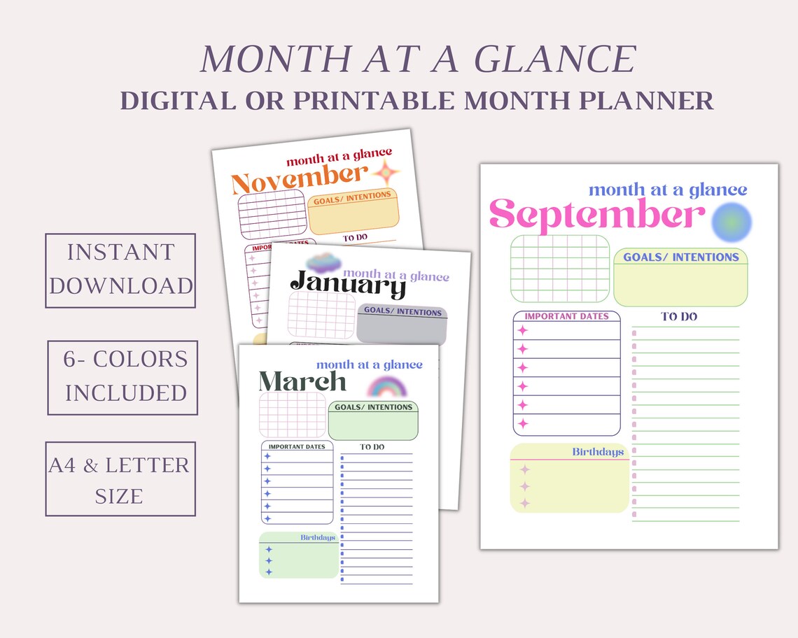 MONTHLY PLANNER PRINTABLE | Todo List Making | Important Dates and ...