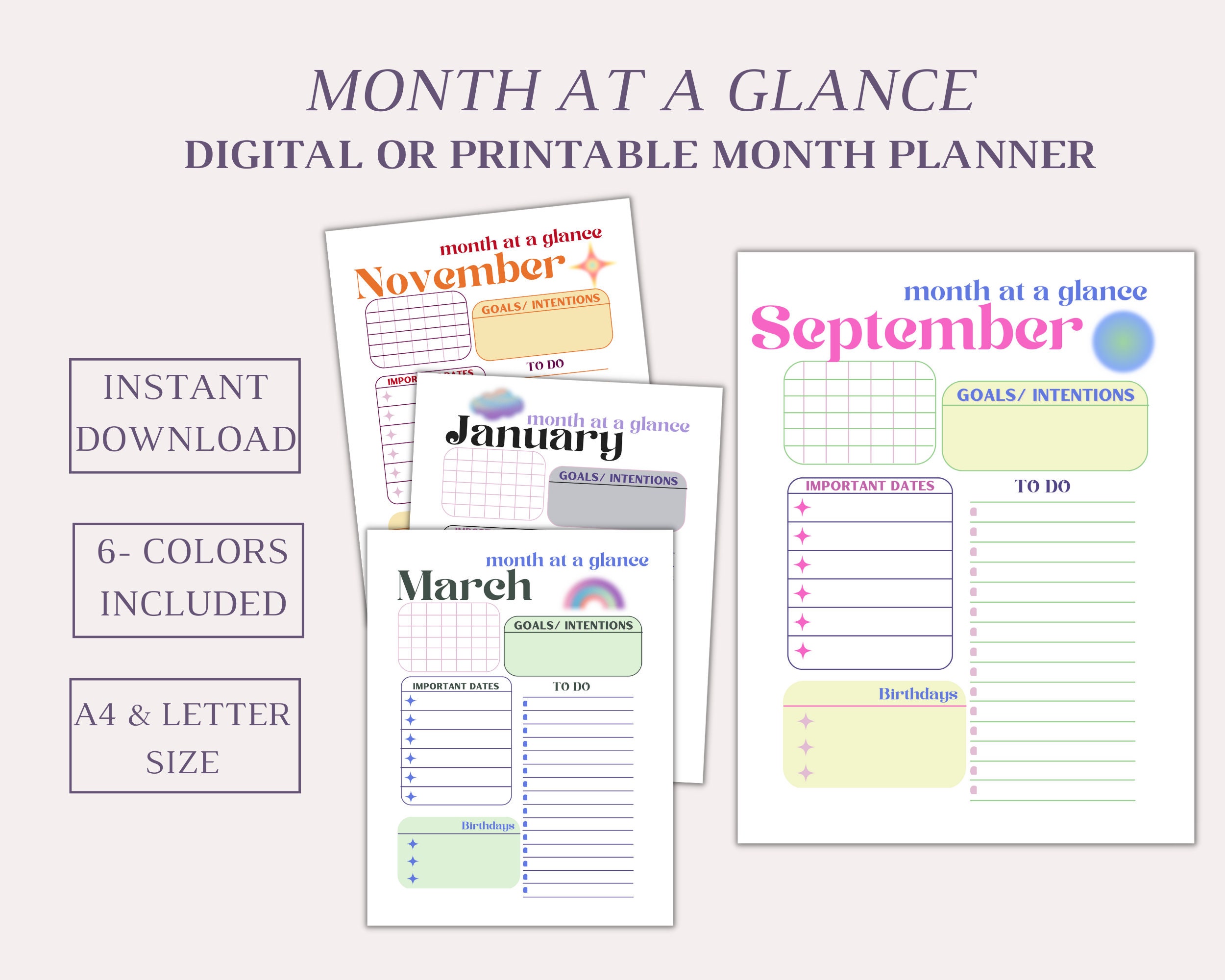 MONTHLY PLANNER PRINTABLE | Todo List Making | Important Dates and ...