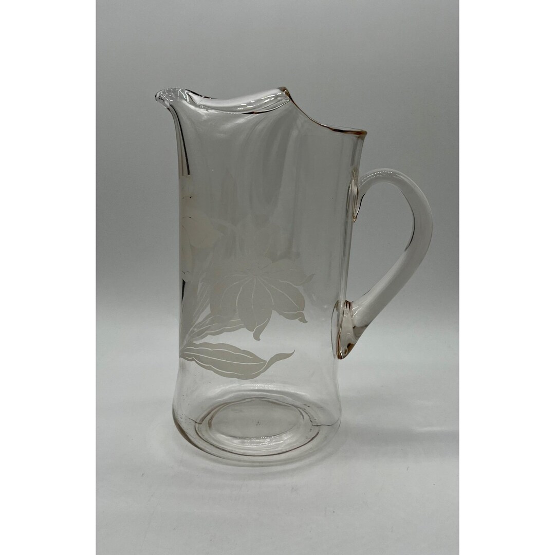 1960's Corning Glass Works Tropical Leaf & Flower Clear Etched Glass ...