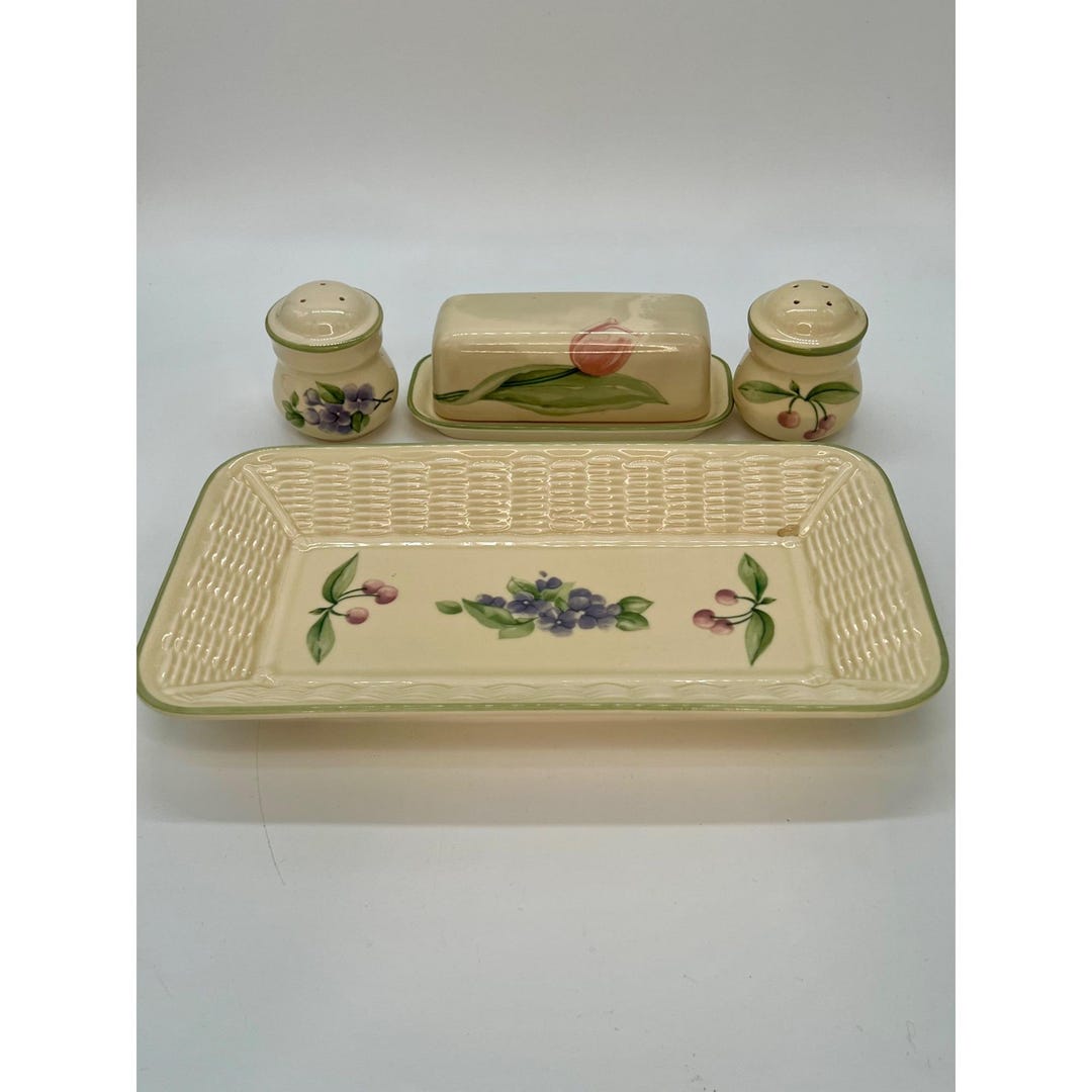 Pfatlzgraff "garden Party" Serving Tray W/matching Salt & Pepper ...