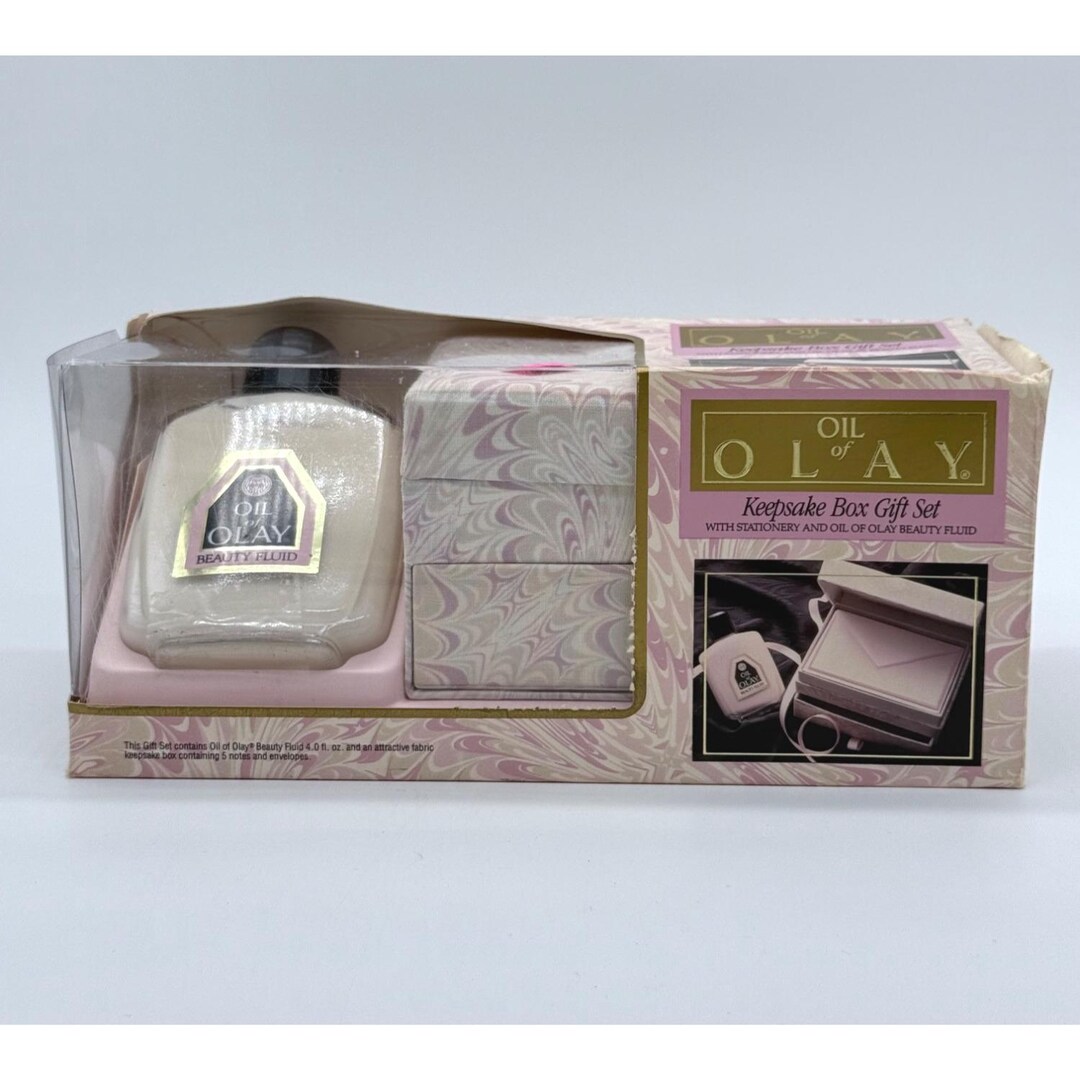 Oil of Olay Keepsake Box Gift Set With Beauty Fluid 1.5 Fl Oz & Box New ...